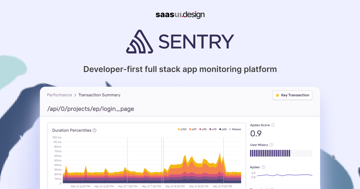 Sentry | UI, UX Design | SaaS | Application Design | saas ui